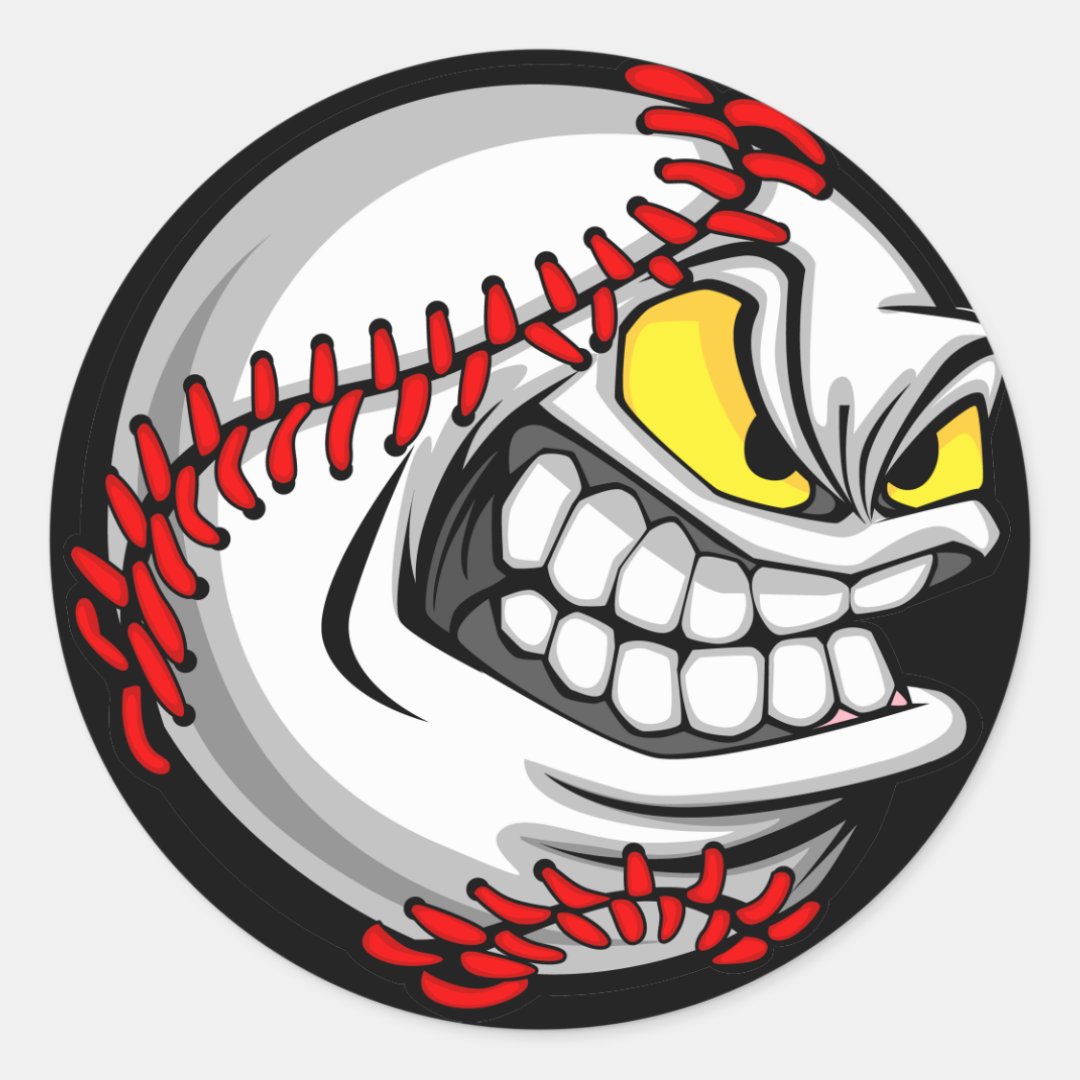 Baseball Cartoon Face Stickers | Zazzle