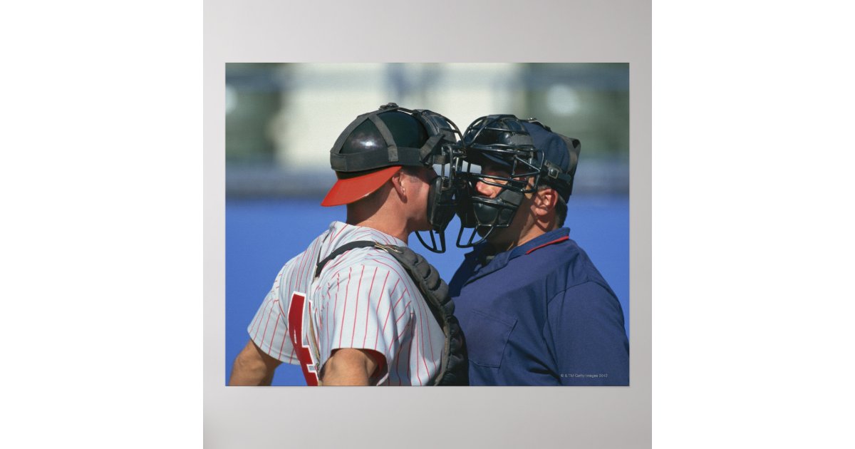 Baseball Catcher and Umpire Arguing Poster | Zazzle