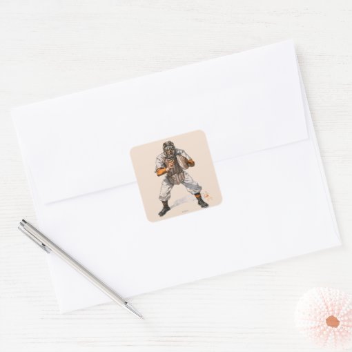 Baseball Catcher Square Sticker | Zazzle