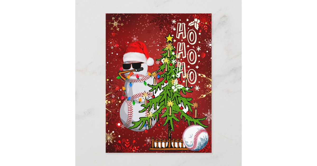Baseball Christmas Postcard | Zazzle