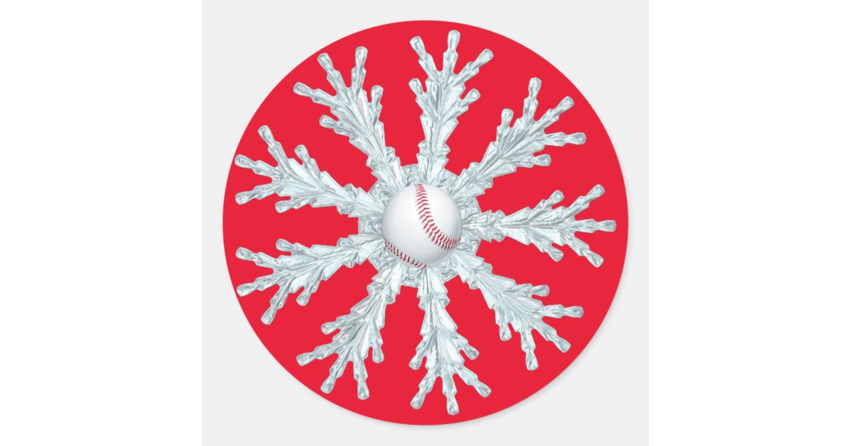 Baseball Christmas snowflake Classic Round Sticker | Zazzle