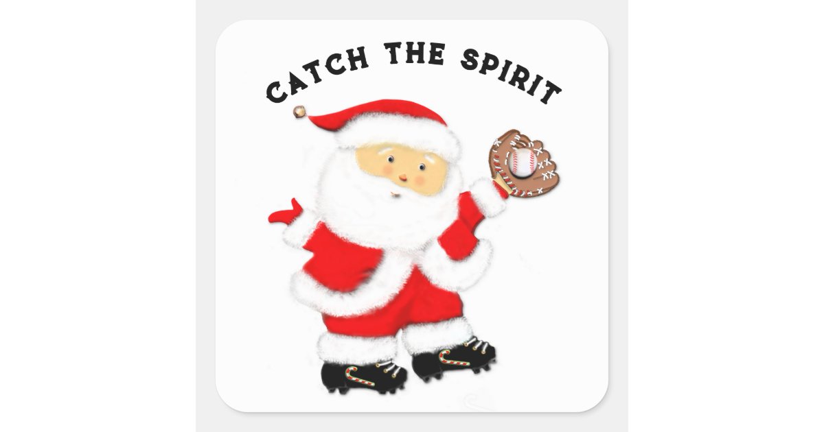 Baseball Christmas Square Sticker | Zazzle