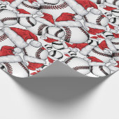 Baseball Christmas with Santa Hats Wrapping Paper | Zazzle