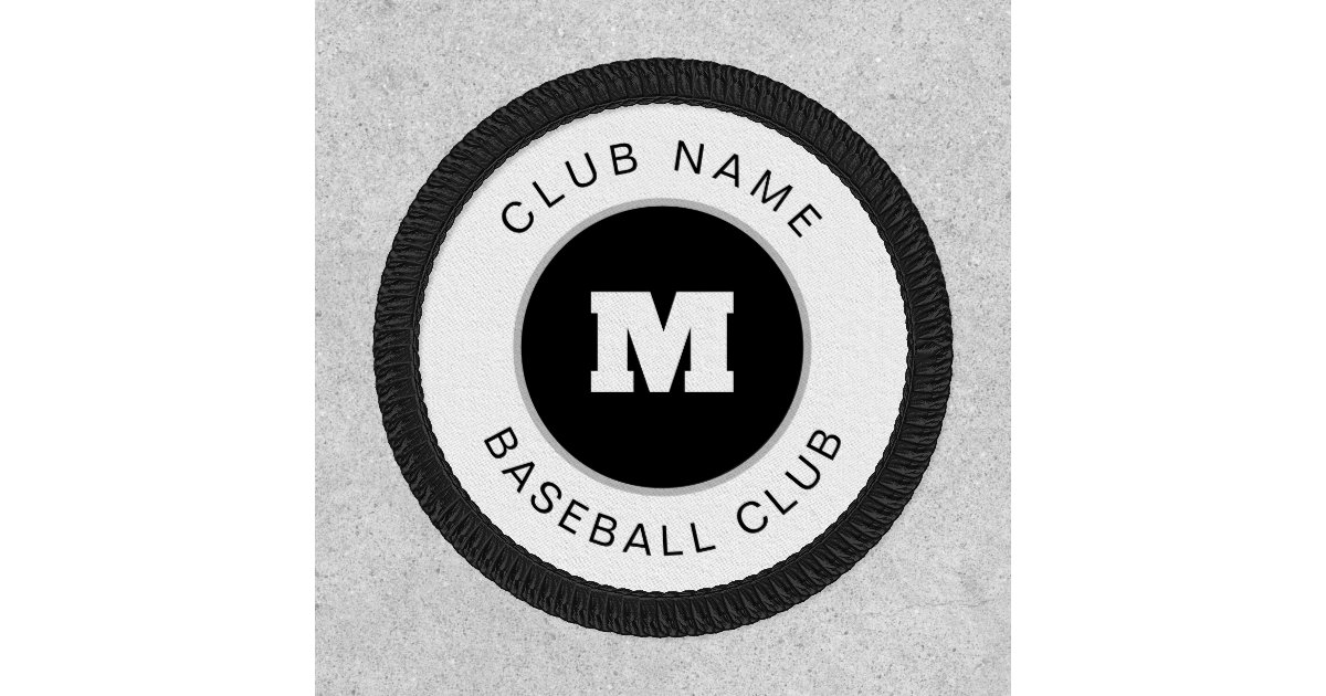 Baseball Club Name Single Initial Custom label Patch | Zazzle