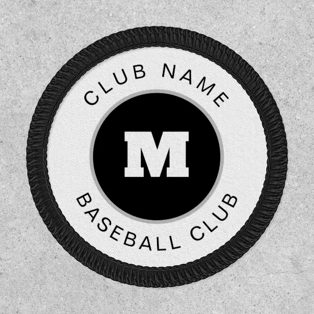 Baseball Club Name Single Initial Custom label Patch | Zazzle