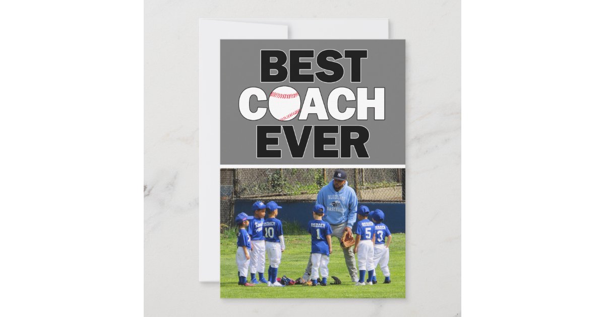 Baseball Coach Best Ever Custom Photo Thank You | Zazzle