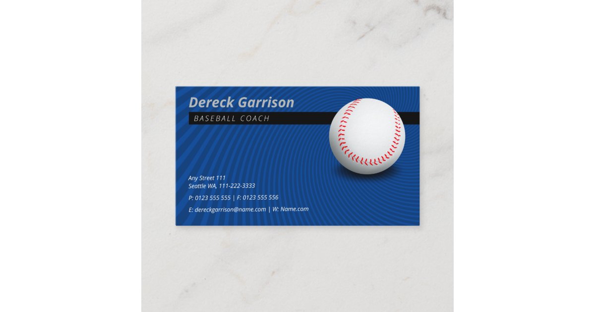 Baseball Coach | Deep Blue Business Card | Zazzle