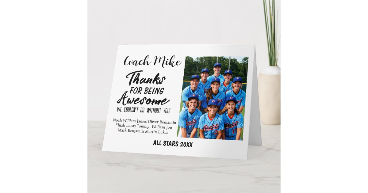 Baseball coach gift end of season card | Zazzle