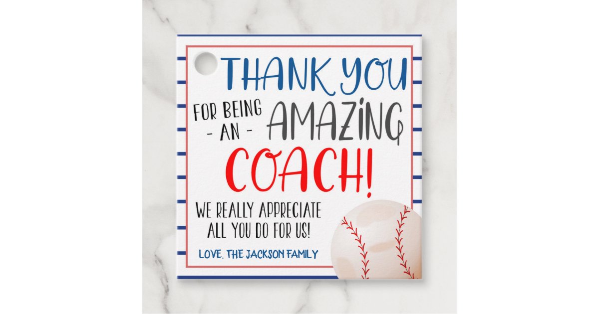 Baseball Coach Gift Tag | Zazzle