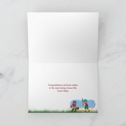 Baseball Coach Retirement from Team Card | Zazzle