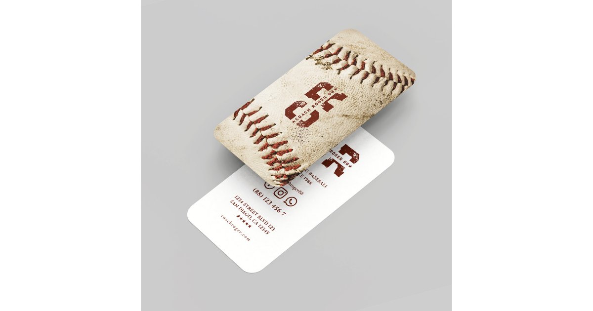 Baseball Coach Rustic Baseball Monogram Initials Business Card | Zazzle