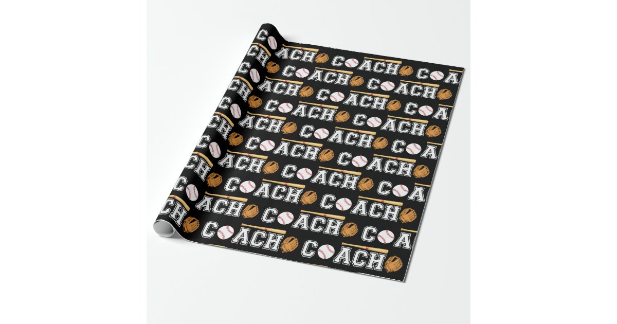 Baseball coach wrapping paper - thank you gift | Zazzle