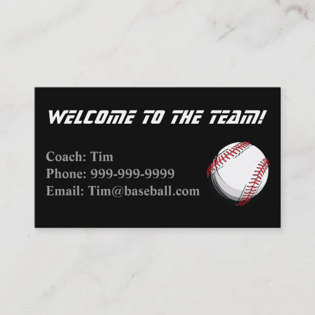 Baseball Coaches Contact card | Zazzle