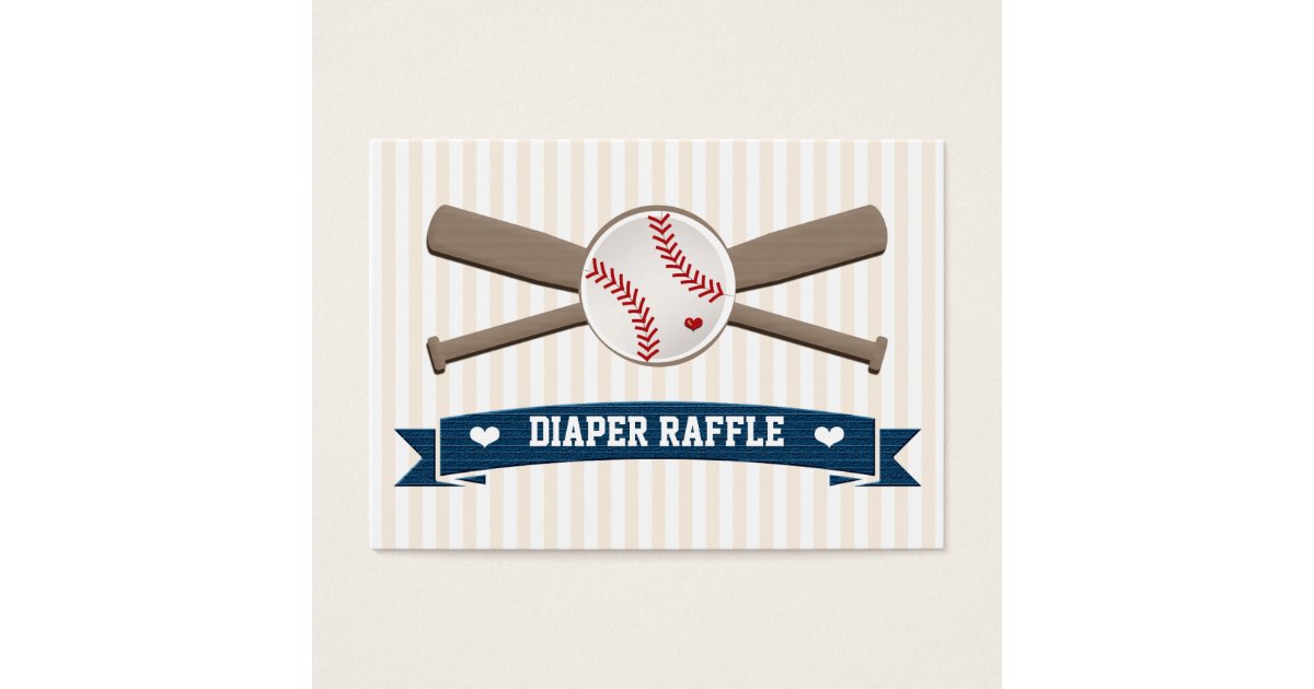 Baseball Crossed Bats Diaper Raffle Cards | Zazzle