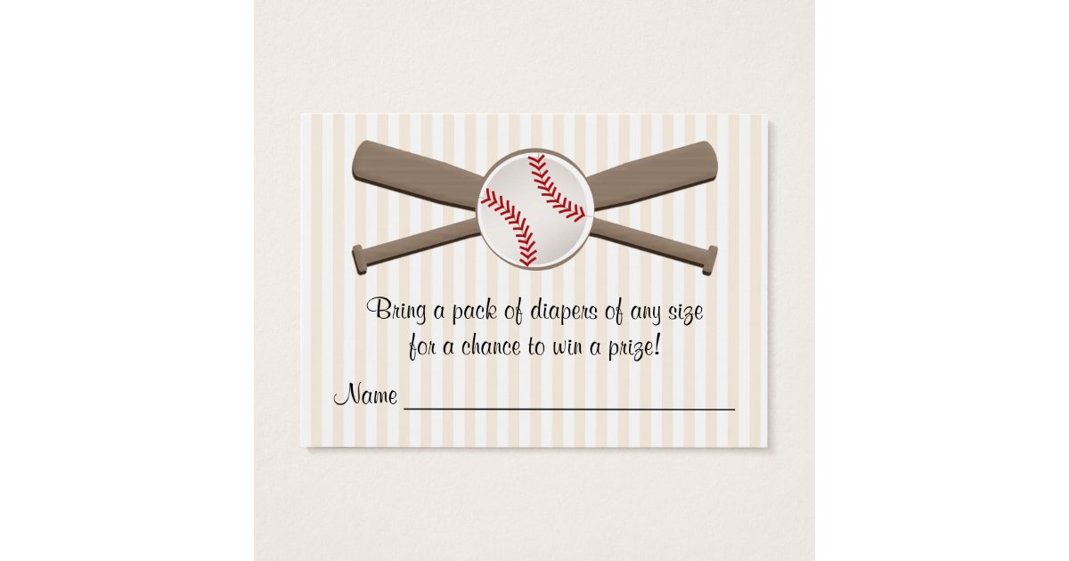 Baseball Crossed Bats Diaper Raffle Cards | Zazzle