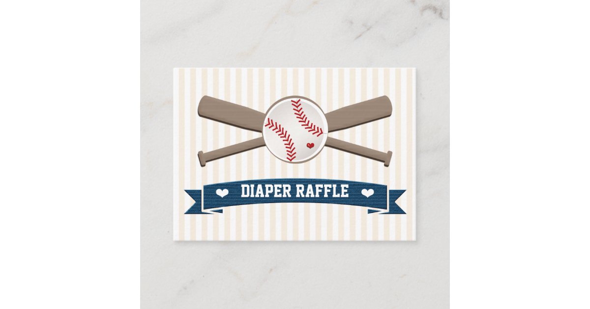 Baseball Crossed Bats Diaper Raffle Cards | Zazzle