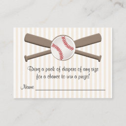Baseball Crossed Bats Diaper Raffle Cards | Zazzle