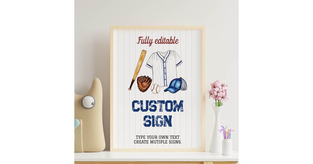 Baseball Custom Table Sign Birthday Party | Zazzle
