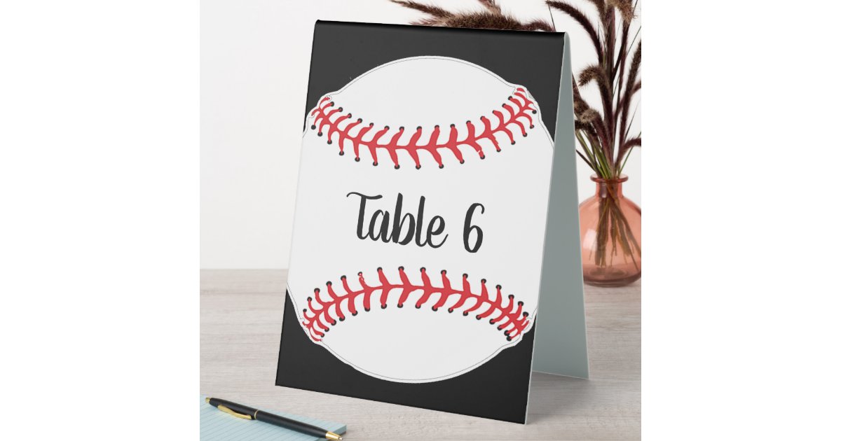 Baseball Design Tent Table Sign | Zazzle