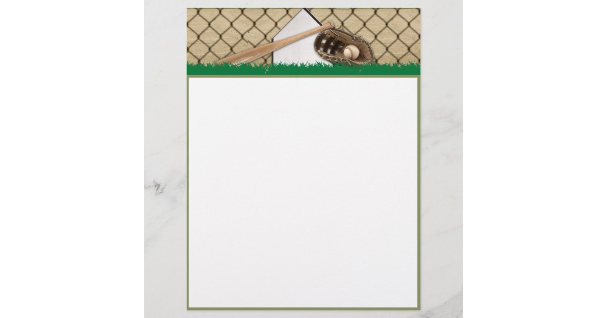Baseball Diamond on Green Field Letterhead | Zazzle
