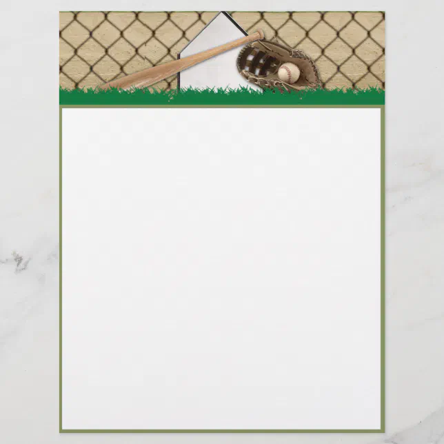 Baseball Diamond on Green Field Letterhead | Zazzle