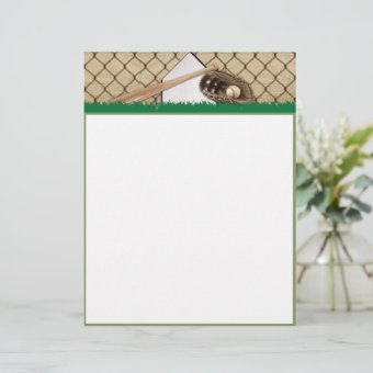 Baseball Diamond on Green Field Letterhead | Zazzle