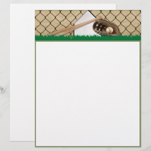 Baseball Diamond on Green Field Letterhead | Zazzle