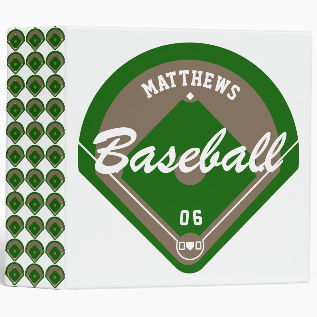 Baseball Diamond Player Name and Number Cards 3 Ring Binder | Zazzle