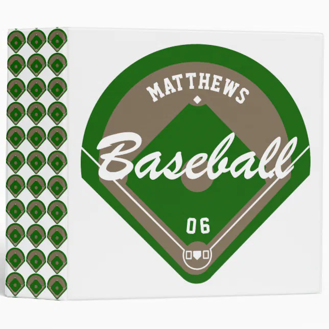 Baseball Diamond Player Name and Number Cards 3 Ring Binder | Zazzle