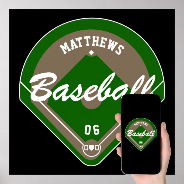 Baseball Diamond Player Name and Number Poster | Zazzle