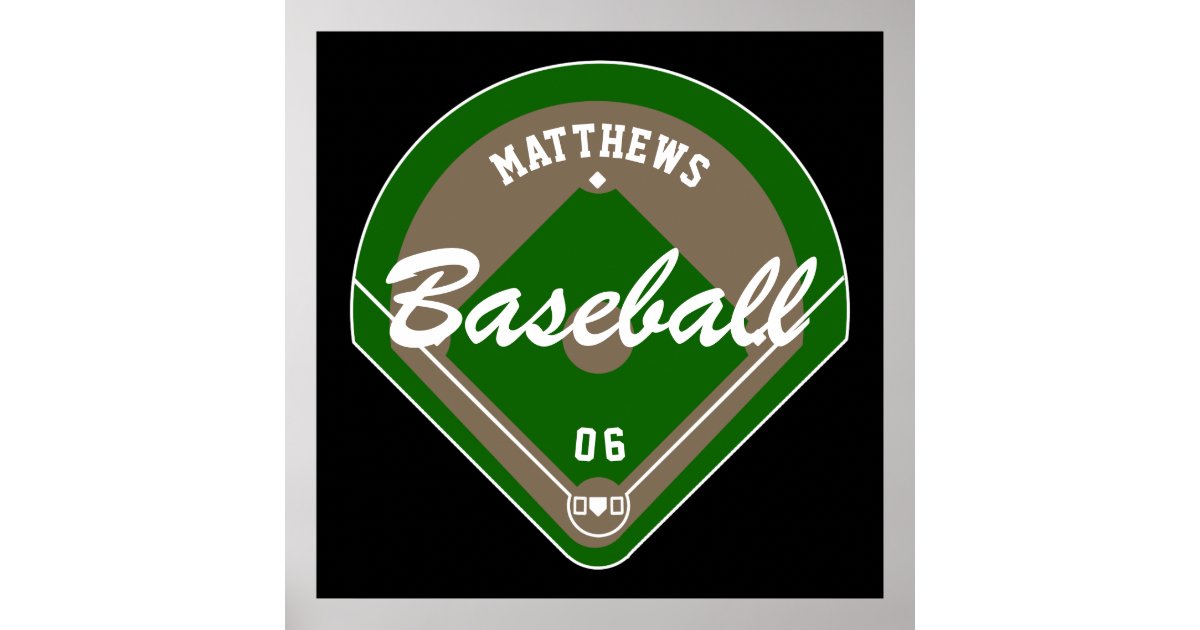 Baseball Diamond Player Name and Number Poster | Zazzle