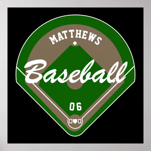 Baseball Diamond Player Name and Number Poster | Zazzle