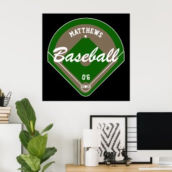 Baseball Diamond Player Name and Number Poster | Zazzle