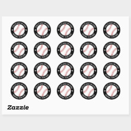 Baseball Drawing with Team and Athlete Name modern Classic Round ...