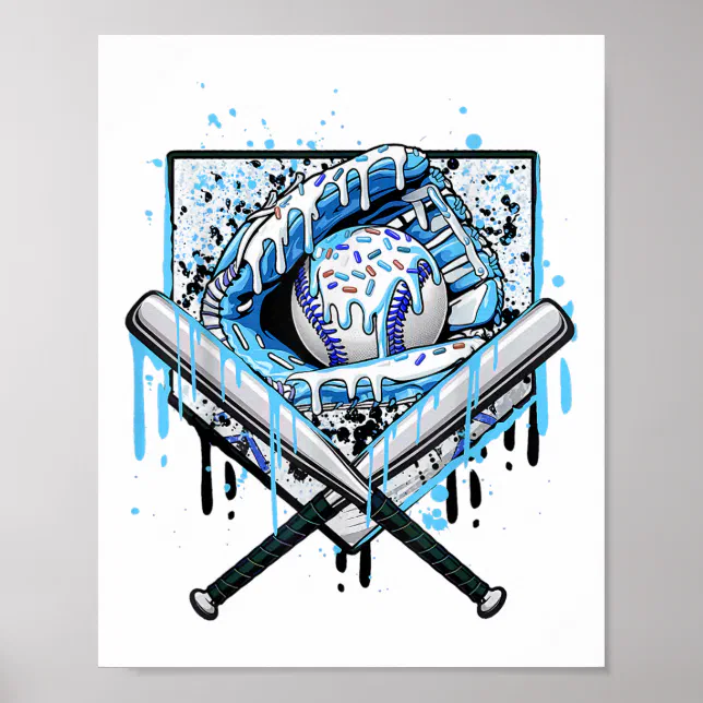 Baseball Drip For Boys Ice Cream Drip Youth Boys B Poster | Zazzle