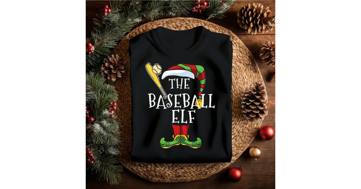 Baseball elf family matching christmas outfit name T-Shirt | Zazzle