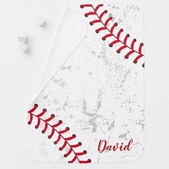 Baseball Fan Sports Theme Custom Name Baby Blanket | Zazzle