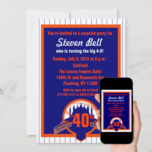 Baseball Fan Surprise Party Invitation | Zazzle