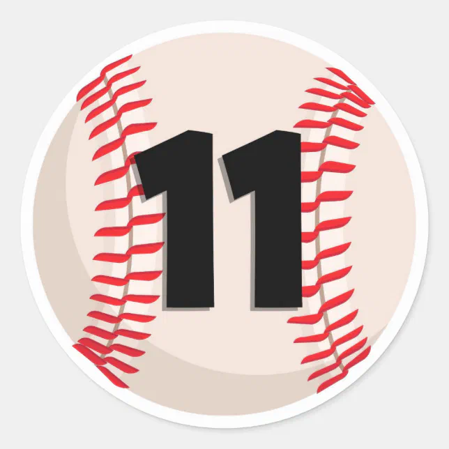Baseball Favorite Number #11 Classic Round Sticker | Zazzle