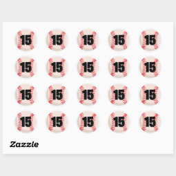 Baseball Favorite Number #15 Classic Round Sticker | Zazzle