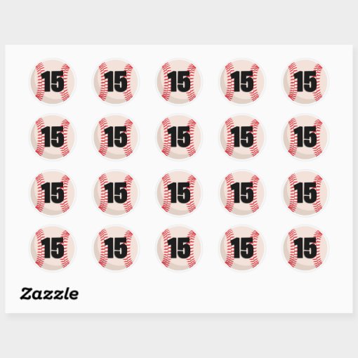 Baseball Favorite Number #15 Classic Round Sticker | Zazzle