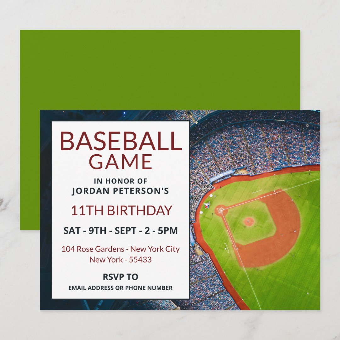 Baseball Field, Baseball Game Birthday Party Invitation | Zazzle