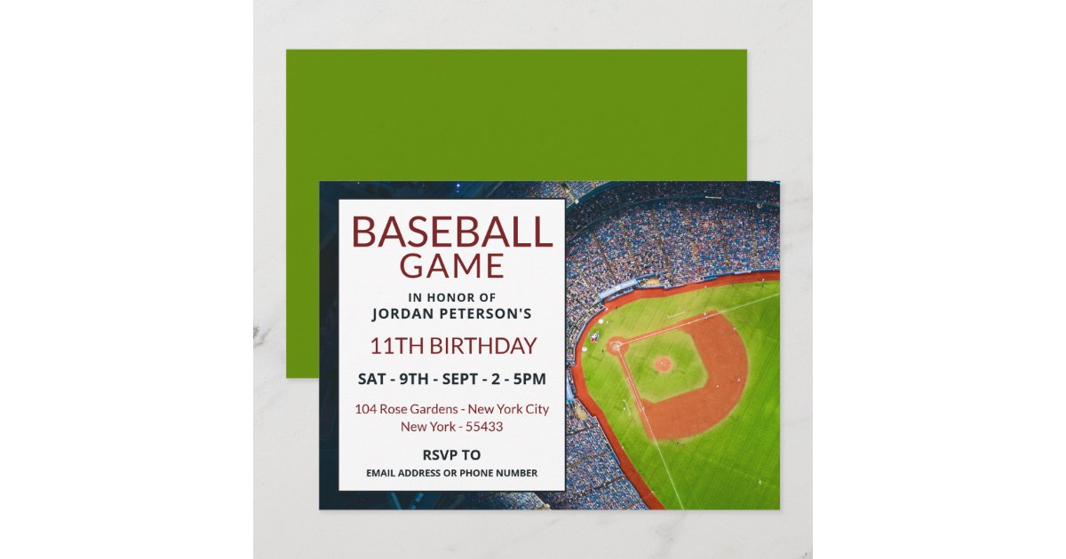 Baseball Field, Baseball Game Birthday Party Invitation | Zazzle
