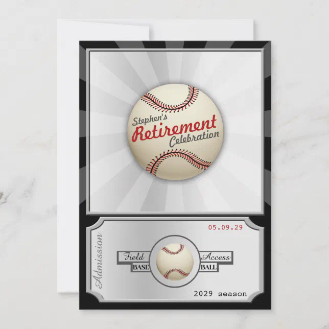 Baseball Field Pass Retirement Party Invitation | Zazzle