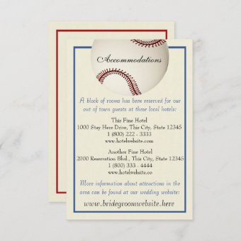 Baseball Field Pass Wedding Information Card | Zazzle