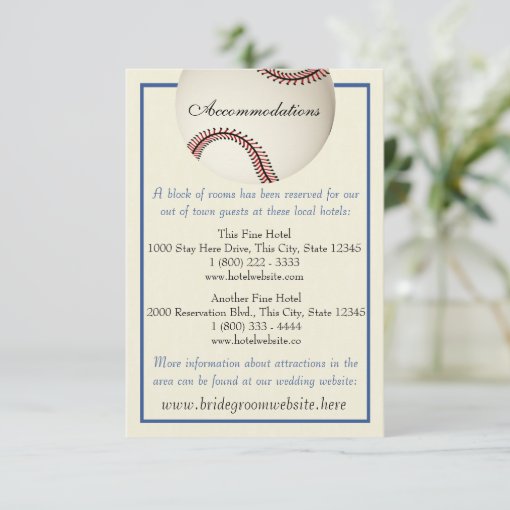 Baseball Field Pass Wedding Information Card | Zazzle
