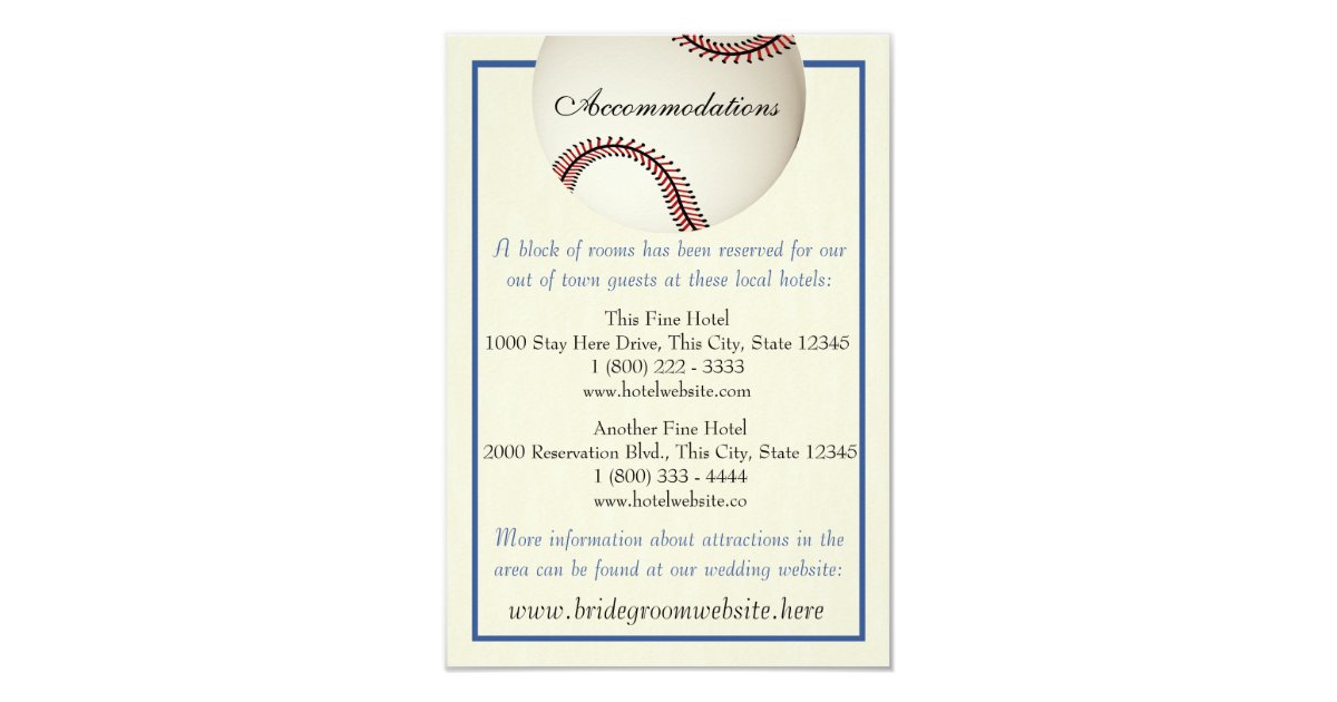 Baseball Field Pass Wedding Information Card | Zazzle.com