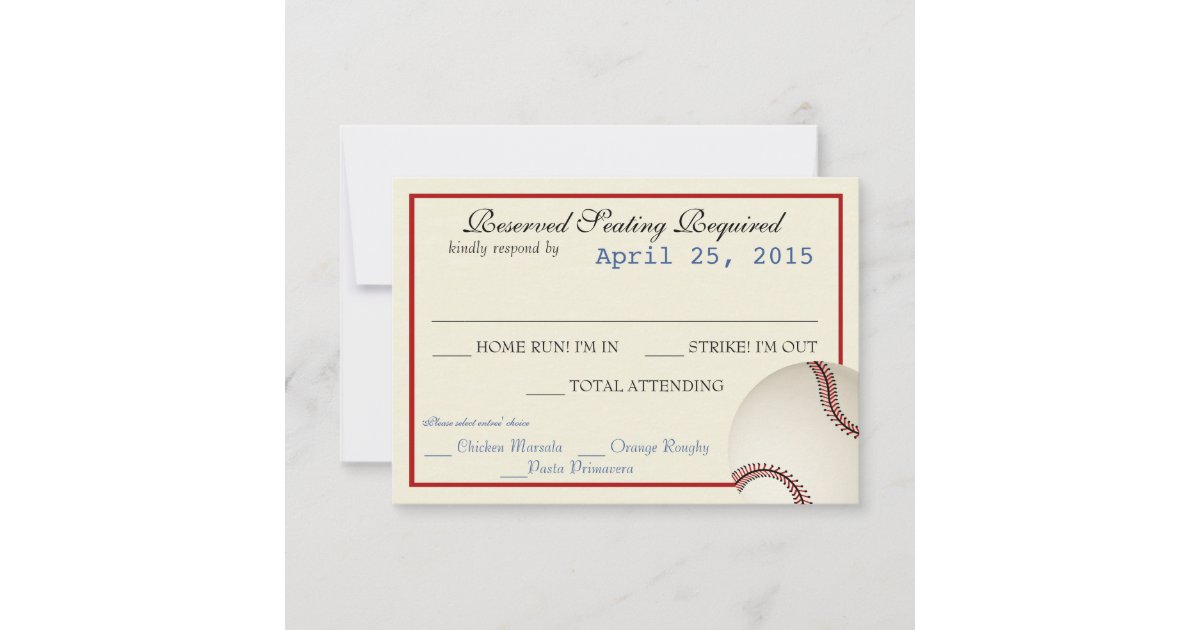 Baseball Field Pass Wedding Response Card | Zazzle
