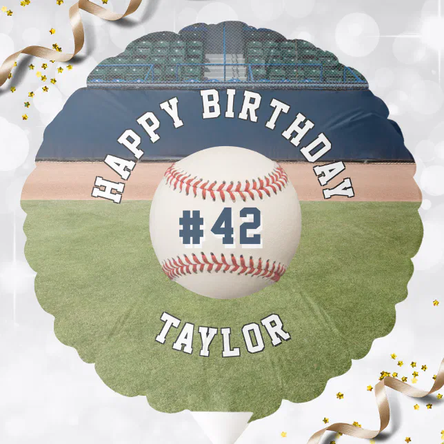 Baseball Field Team Number Sports Happy Birthday Balloon | Zazzle