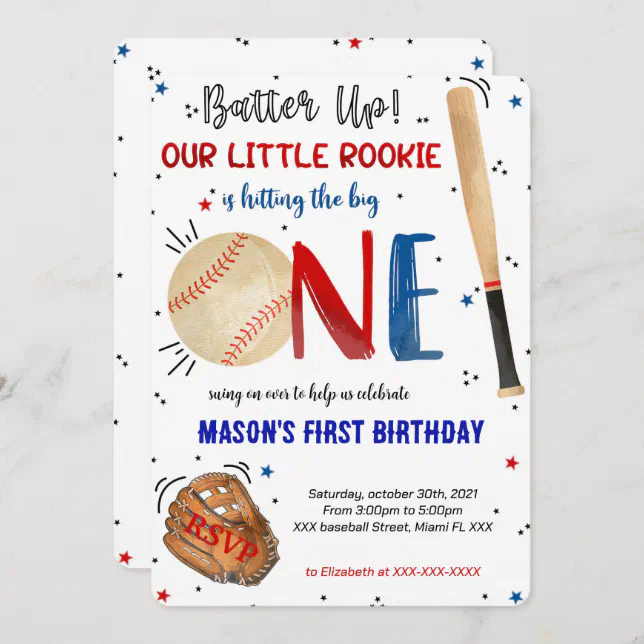 Baseball First Birthday Invitation | Zazzle